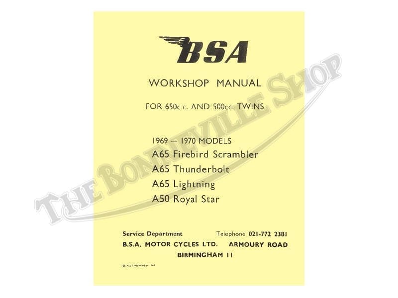 1969-70 BSA 500 650 Workshop Manual 00-4177