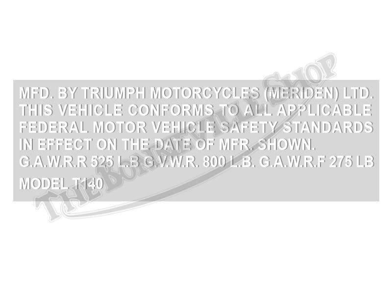 Meriden Triumph T140 Export Manufacturers Frame Sticker-Buy Online Or ...