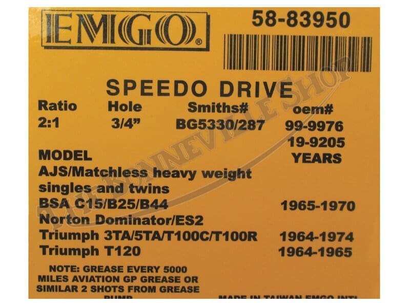 Triumph T100 TR6 T120 Smiths Type Speedometer Drive 2:1 By EMGO-Buy ...