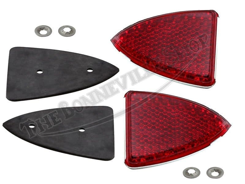 Triumph BSA MG Lucas Red Triangle Reflector Set-Buy Online Or Call