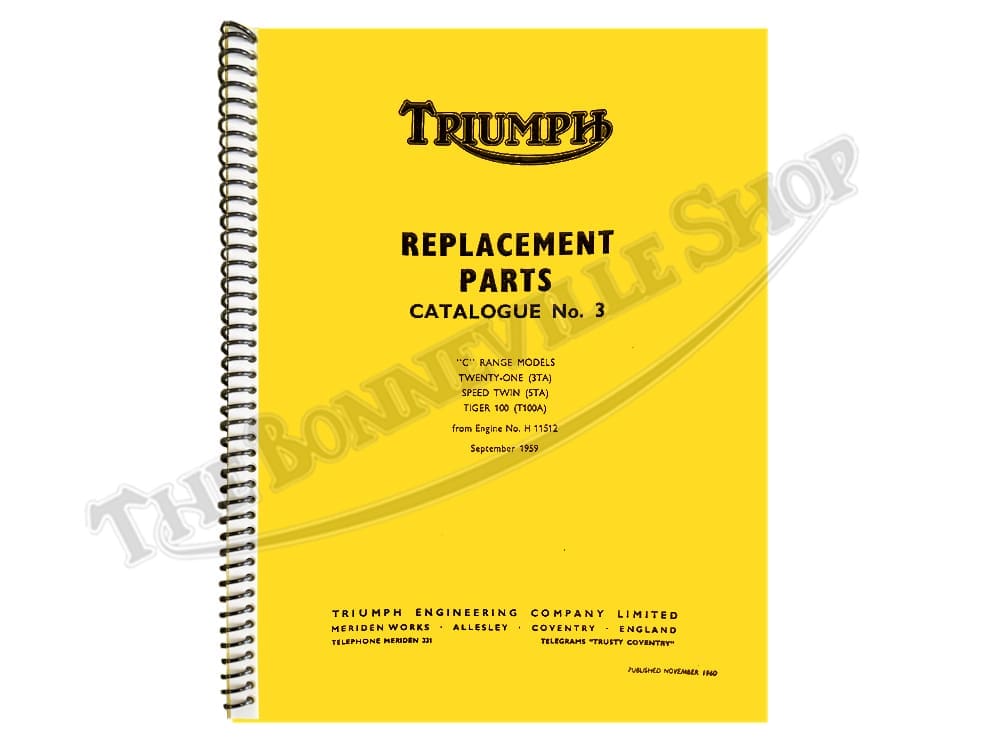 Triumph T100 500 1960 Parts Book #3