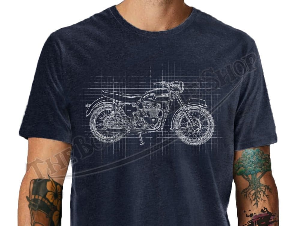 Triumph T110 Blueprint T-Shirt Navy Blue-Buy Online Or Call US