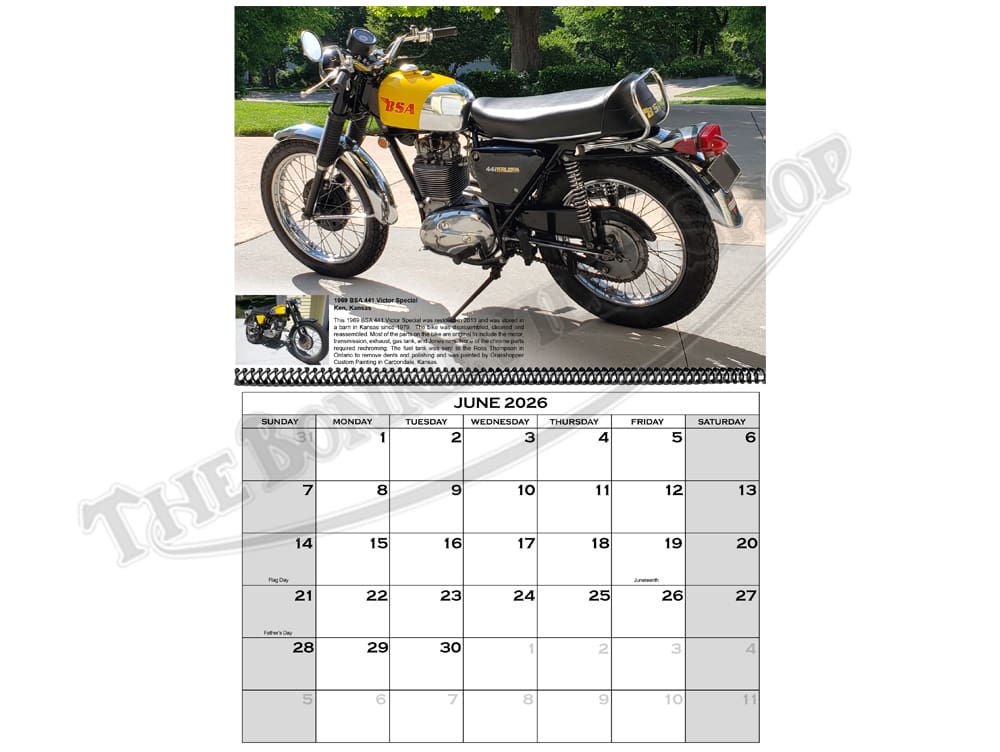 Buy 2026 Brit Bike Calendar PN# TBS-CALENDAR - Call +1-720-570-7884