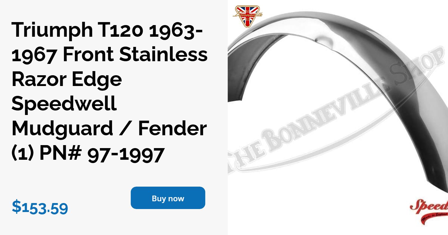 Triumph T120 Front Fender 97-1997 Stainless Razor Edge - Buy Online Or ...