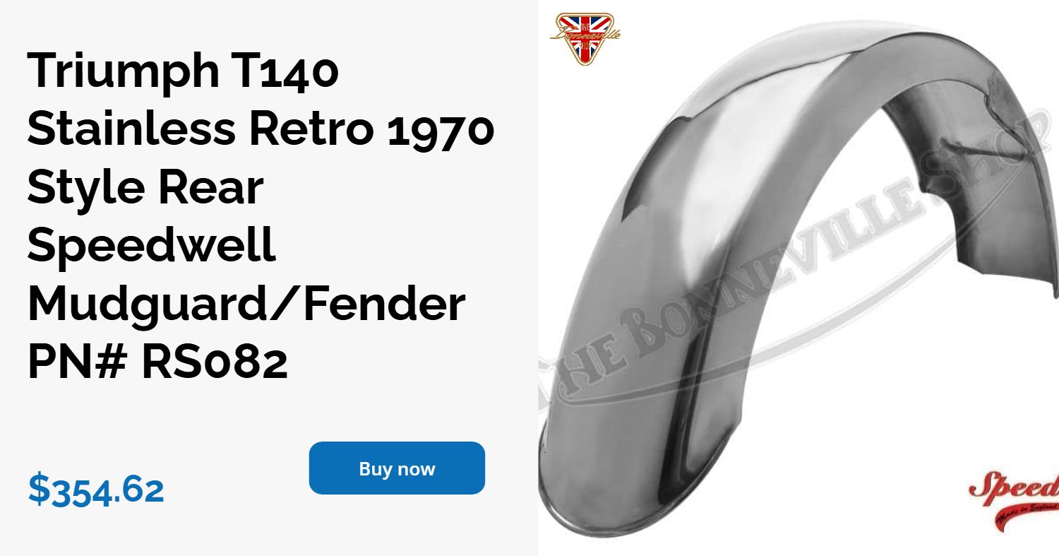 Triumph Retro Rear Fender 1970 T140 Stainless Mudguard