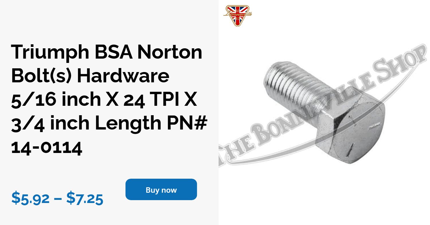 Hardware Bolt 5/16 X 24 TPI X 3/4 For Triumph BSA Norton