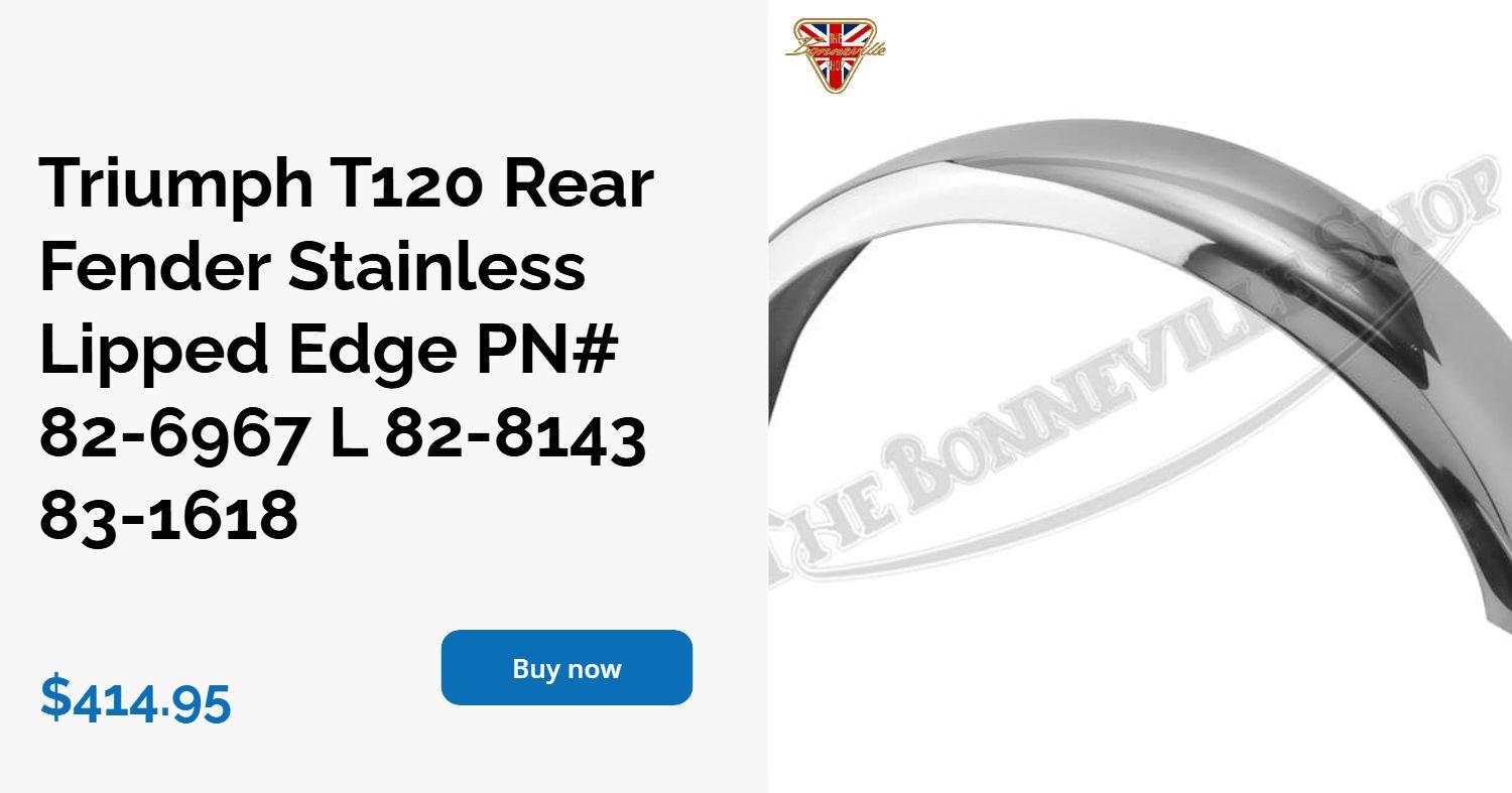 Triumph Lipped Edge Rear Fender Stainless Steel 82-6967