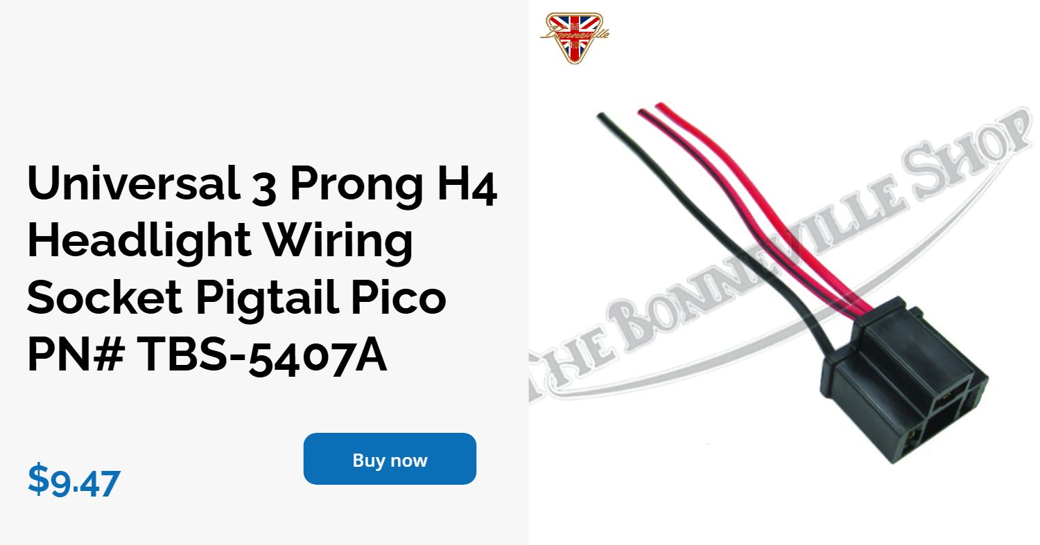 Universal 3 Prong H4 Headlight Wiring Socket Pigtail Pico