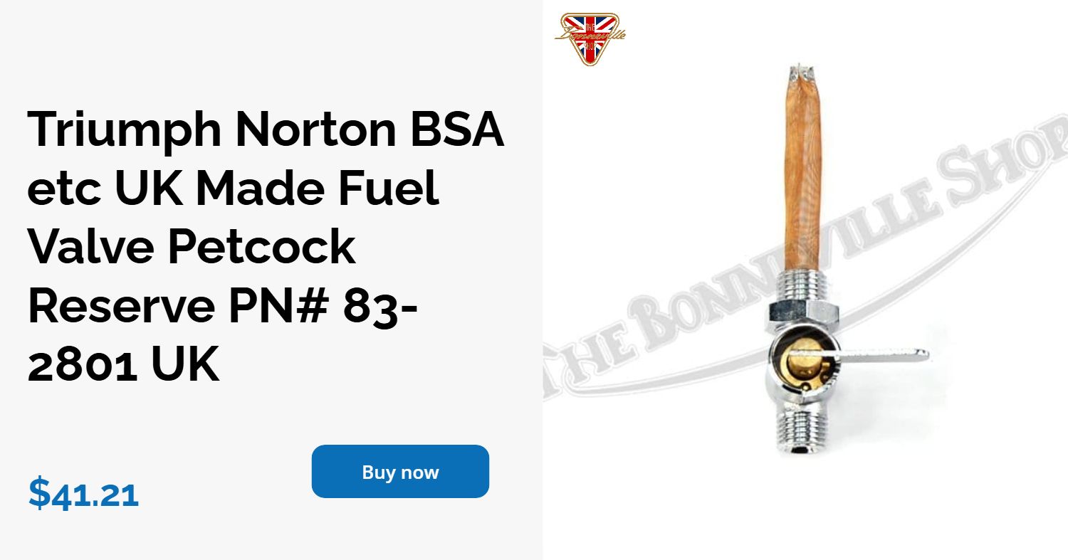 UK Made Triumph Reserve Valve Petcock 83-2801