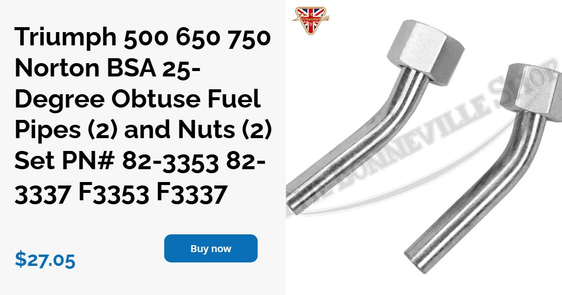 British Bike 25-Degree Obtuse Fuel Pipes 82-3353, 82-3337