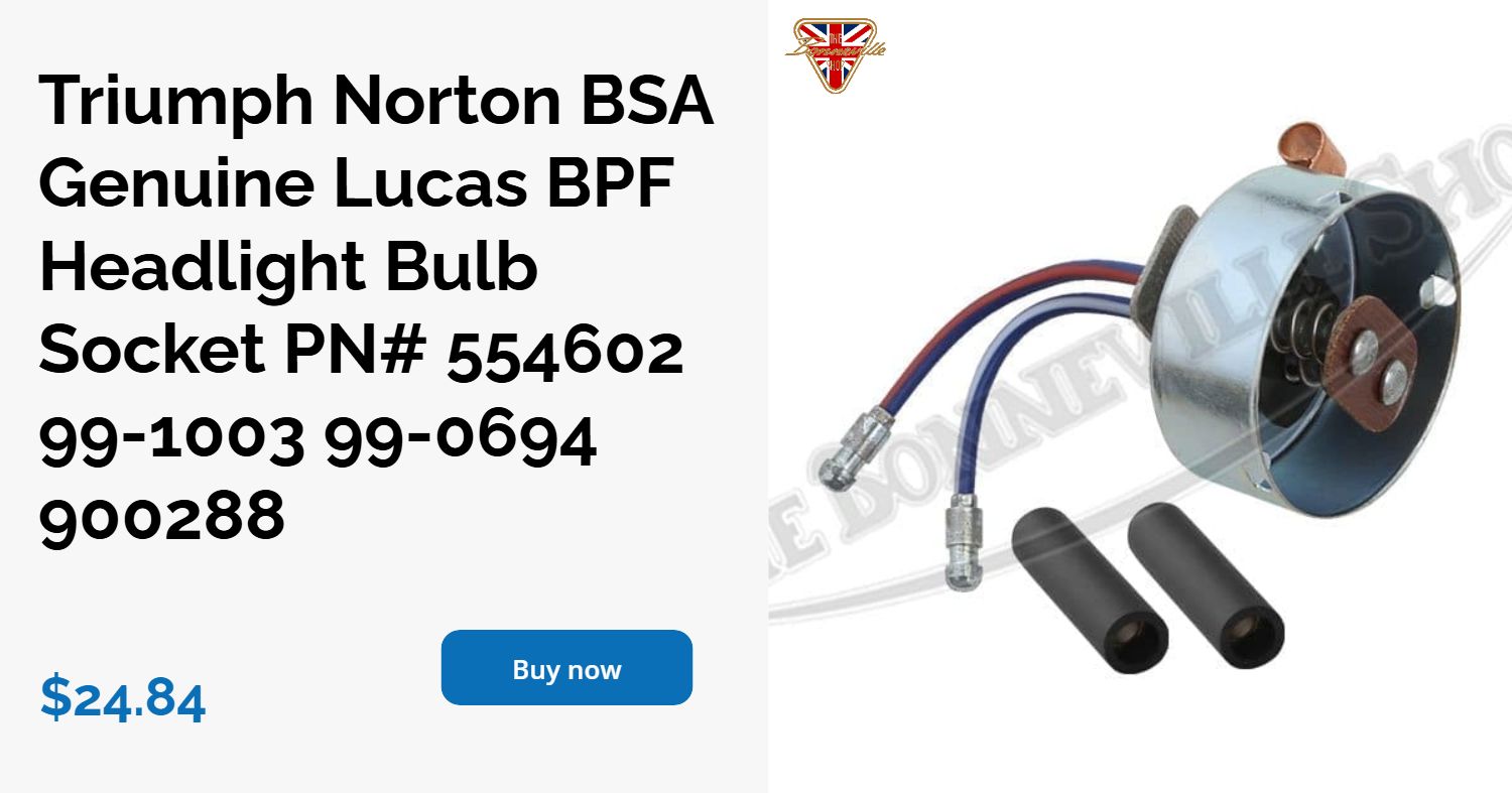 Triumph Norton BSA Genuine Lucas BPF Headlight Bulb Socket-Buy Online ...