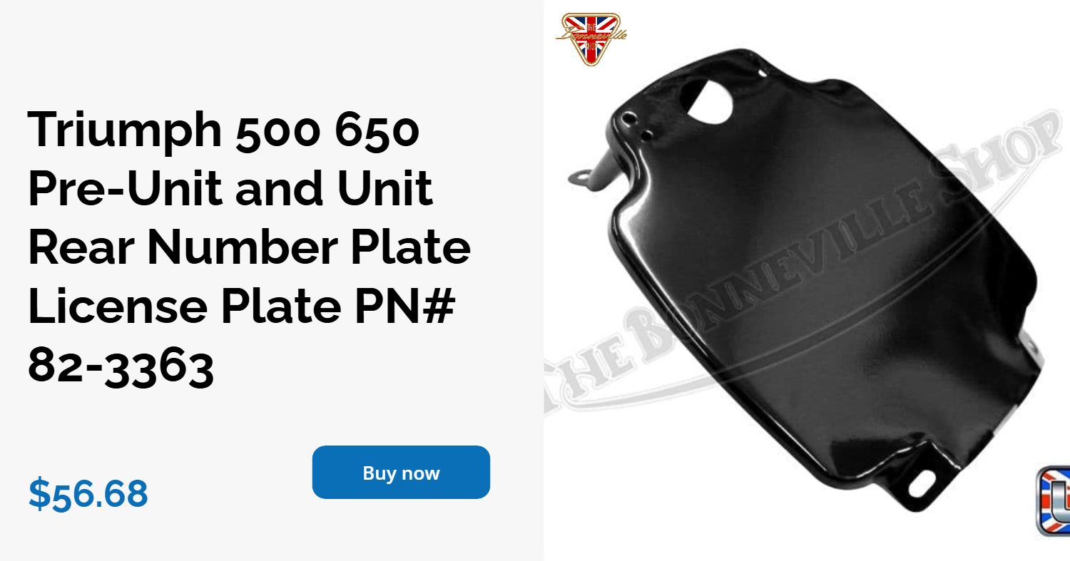 Triumph 500 650 Pre-Unit & Unit Rear Number Plate License Plate Frame ...