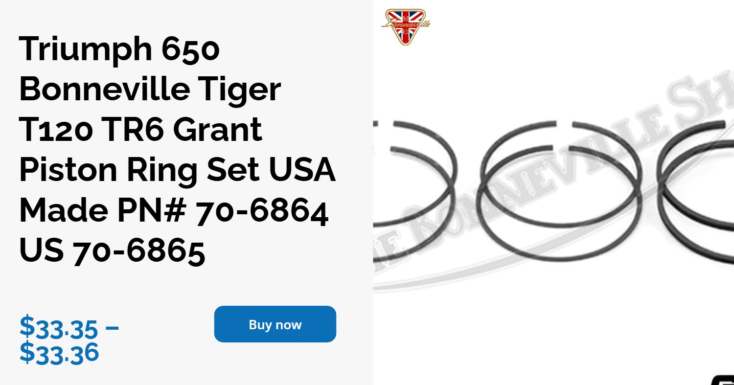 Triumph 650 Bonneville Tiger T120 TR6 Grant Piston Ring Set