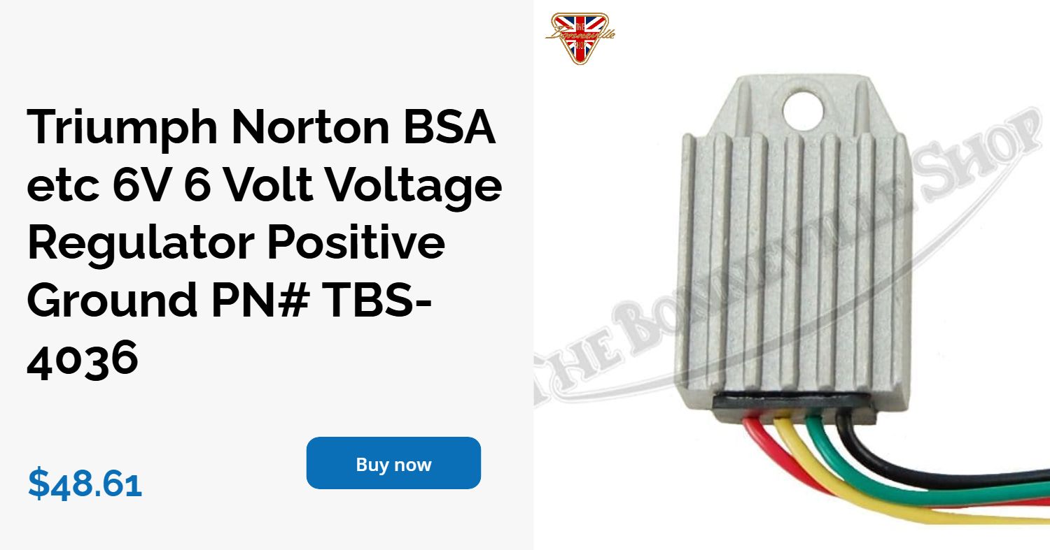 Triumph Norton BSA 6 Volt Voltage 6V Regulator Positive Ground-Buy ...