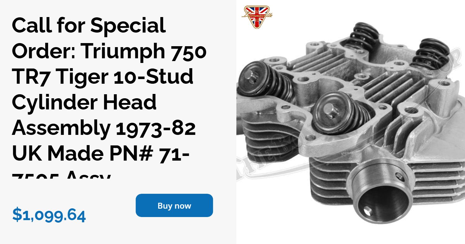 Triumph 750 TR7 Tiger 10-Stud Cylinder Head Assembly-Buy Online Or Call US