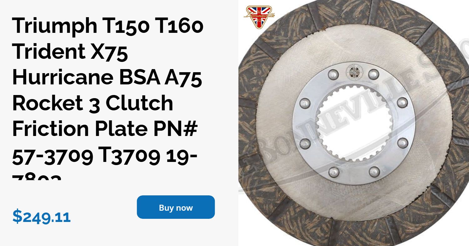 Triumph Trident Parts - T160 X75 BSA A75 Rocket 3 Clutch Friction Plate