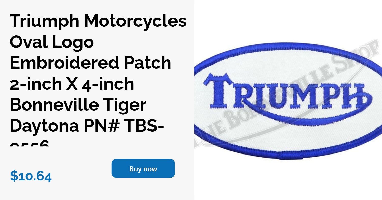 Looking For Triumph Motorcycle Patches? Oval Logo Embroidered 2" X 4 ...