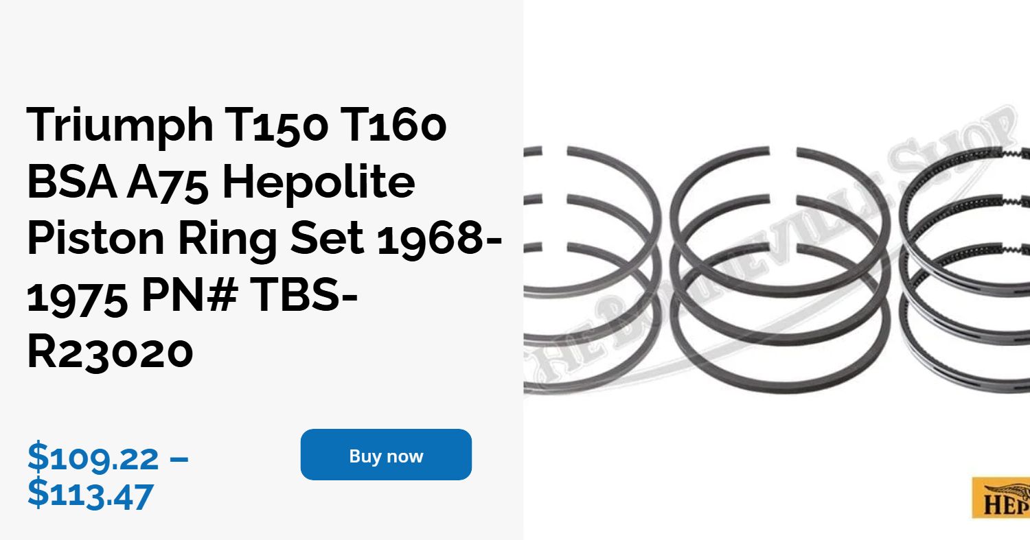 Triumph T150 T160 BSA A75 Hepolite Piston Ring Set 1968-1975-Buy Online ...