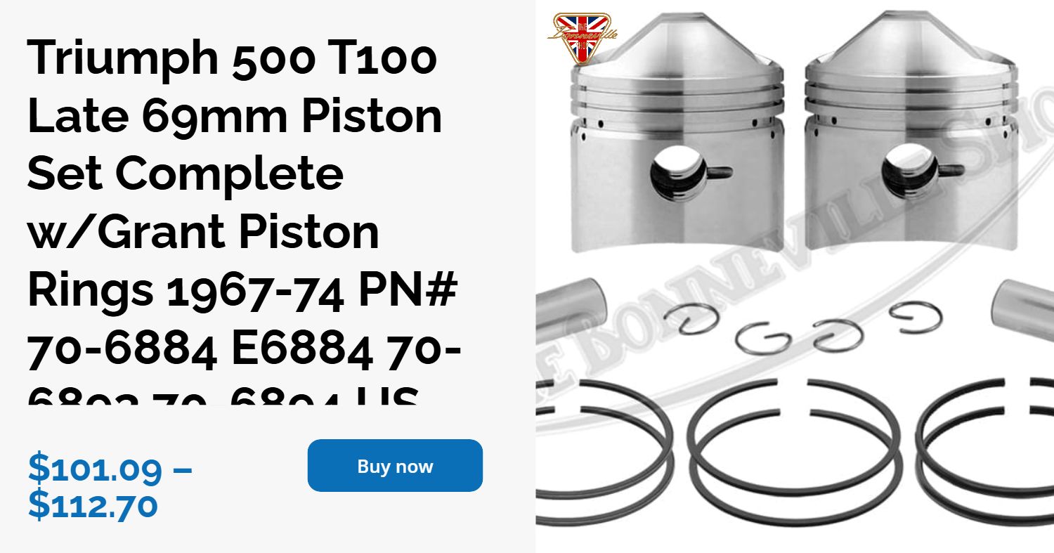 Premium Triumph 500 T100 Pistons & Grant Rings Set 1967-74