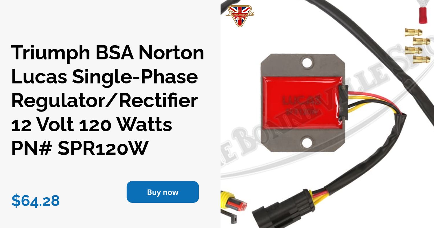Lucas Single Phase Regulator Rectifier 12 Volt 120 Watts