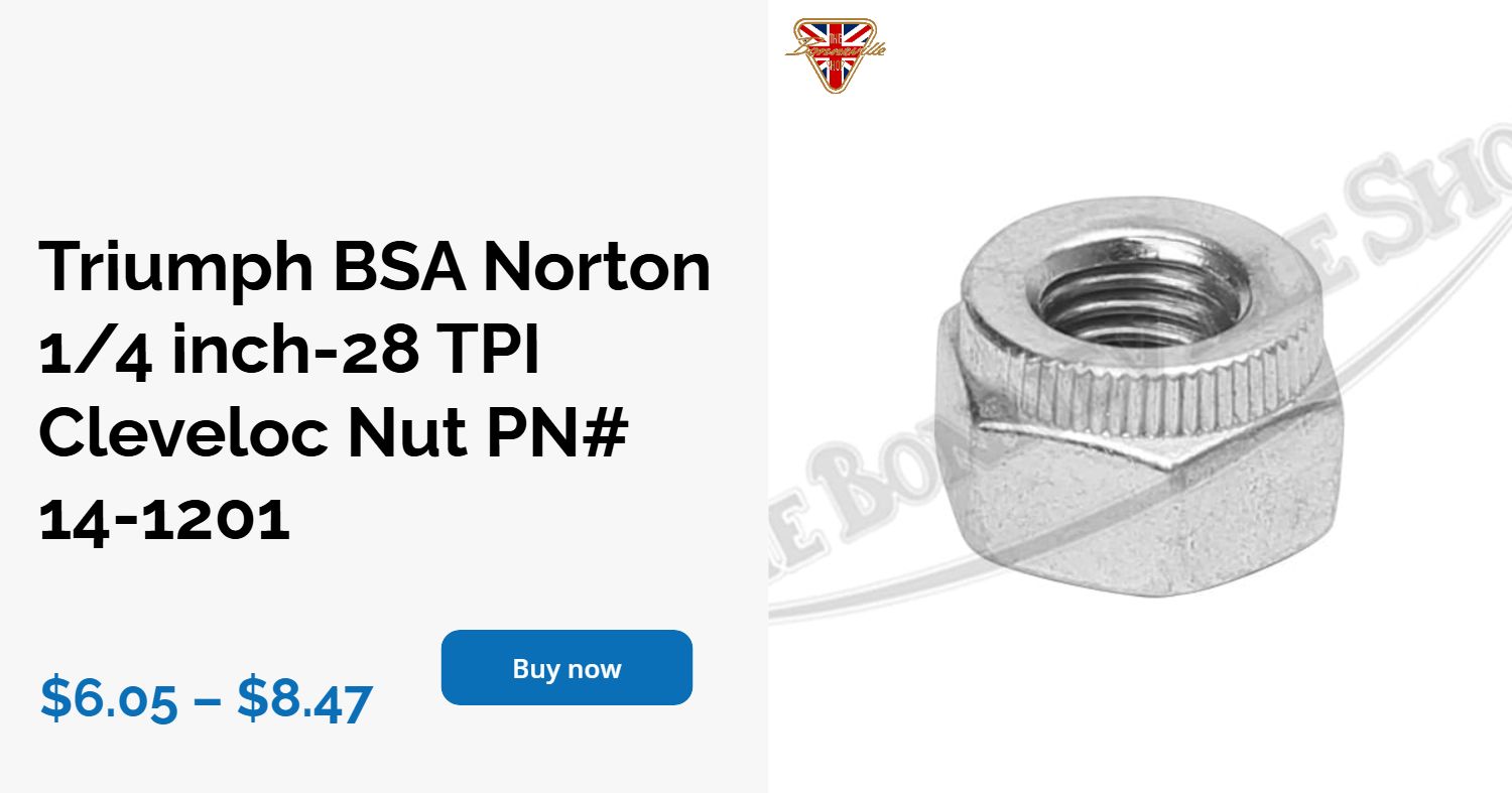 Secure Classic British Motorcycle With Cleveloc Nut 1/4 Inch 28 TPI